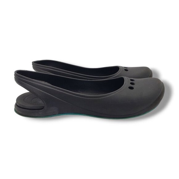 CROCS | Shoes | Crocs Tone Skylar Slingback Flats Womens Black Slip On ...